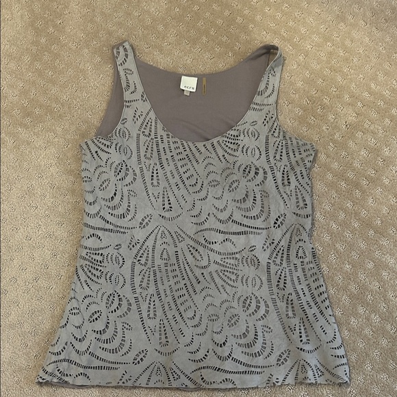 ecru | Tops | Ecru Leather Front Laser Cut Tank Top | Poshmark